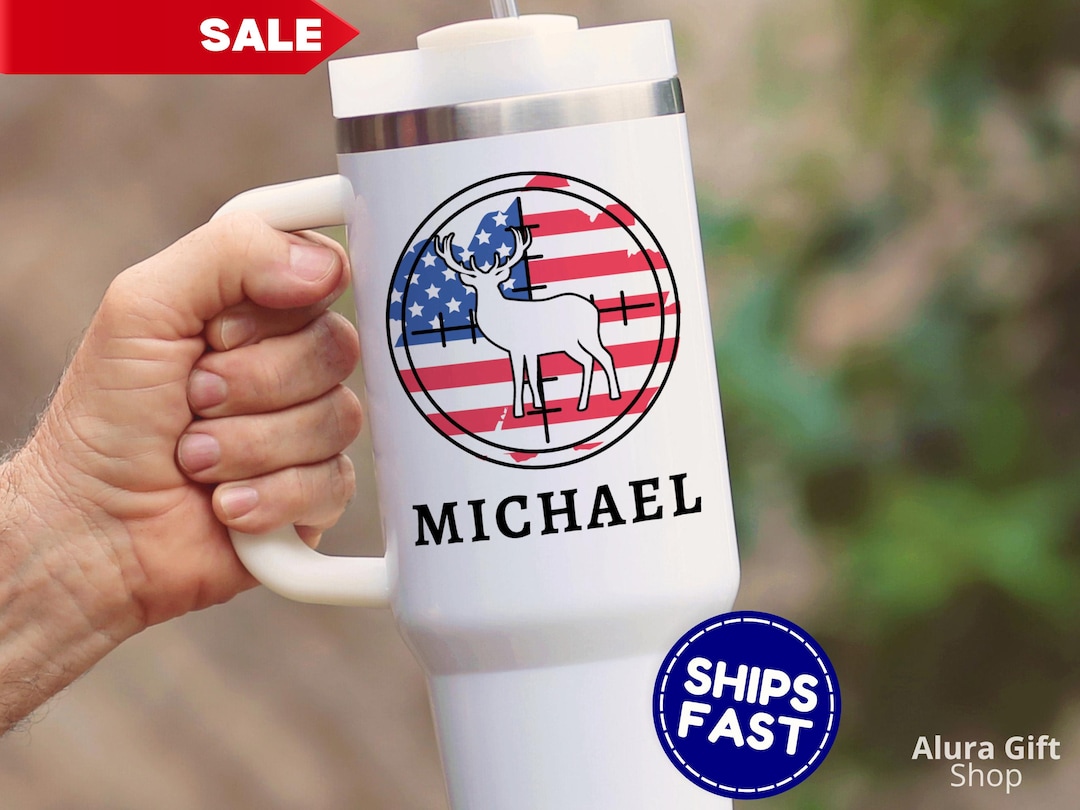 Deer Hunting Tumbler 40oz Custom Hunting Cup Deer Hunting Mug USA Flag ...