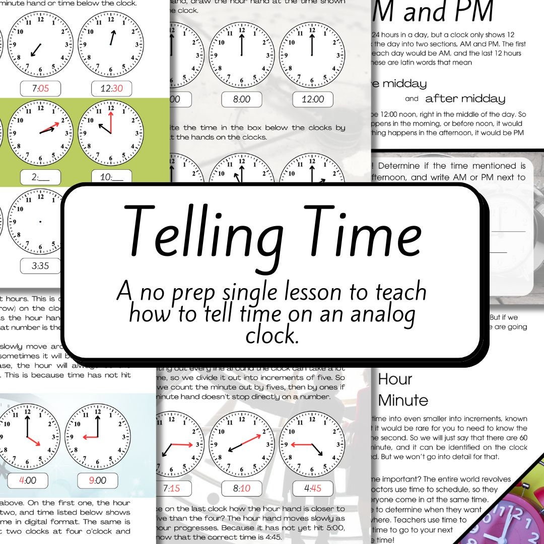 Telling Time: A Lesson on How to Read an Analog Clock, Homeschool ...