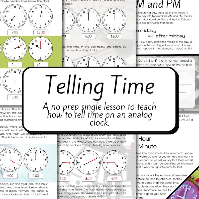 Telling Time: A Lesson on How to Read an Analog Clock, Homeschool ...