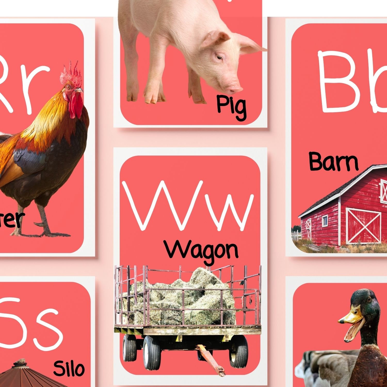 Farm Theme ABC Flashcards | Printable Flashcards | Alphabet Flashcards ...
