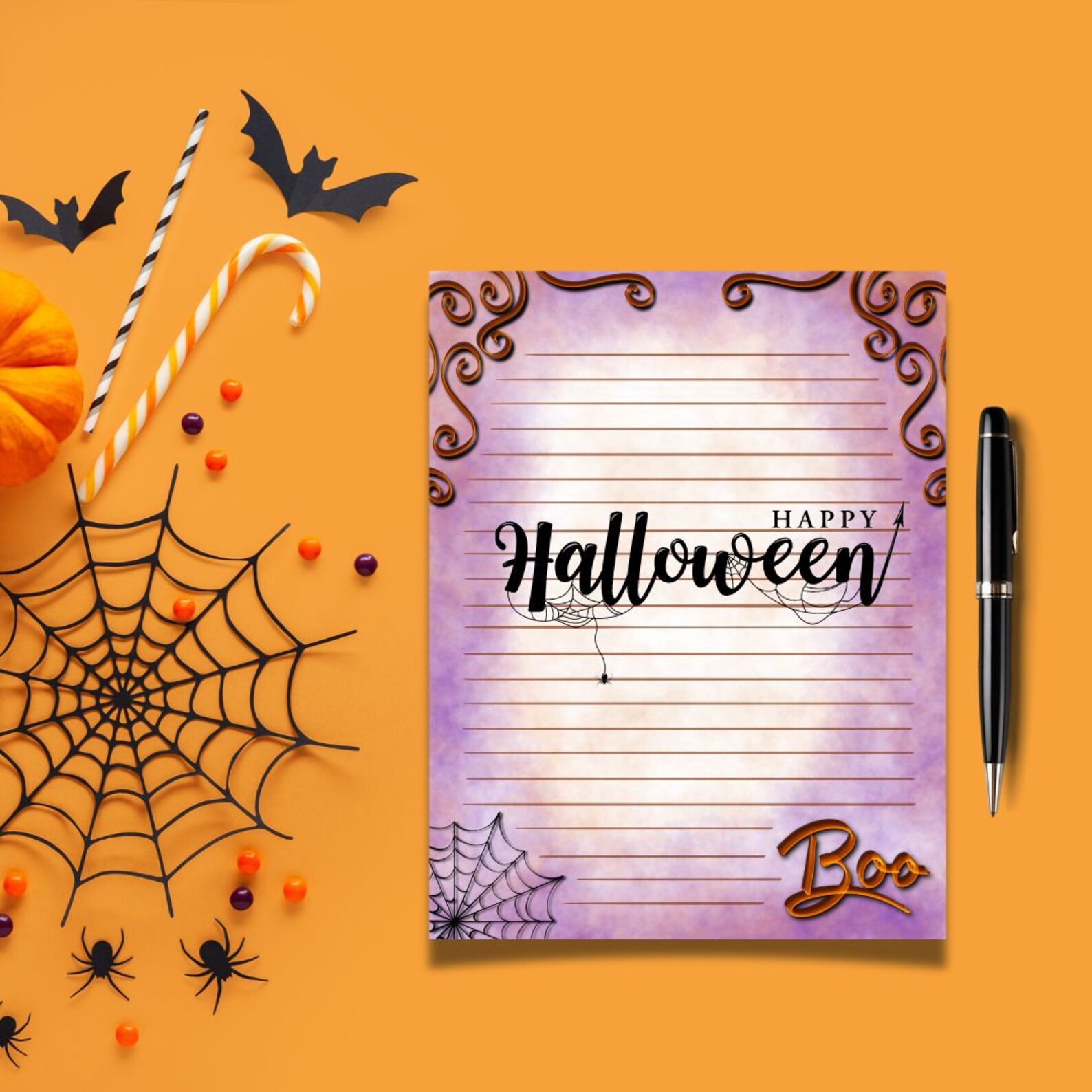 Halloween Stationary, Printable Halloween Writing Paper, Fall Letter ...