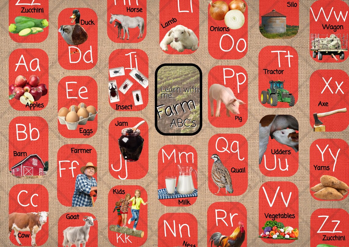 Farm Theme ABC Flashcards | Printable Flashcards | Alphabet Flashcards ...