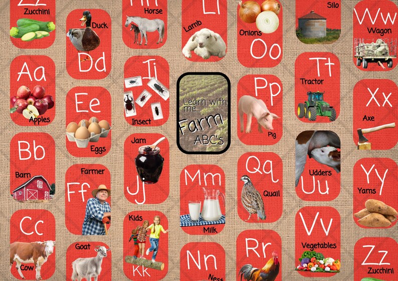 Farm Theme ABC Flashcards | Printable Flashcards | Alphabet Flashcards ...