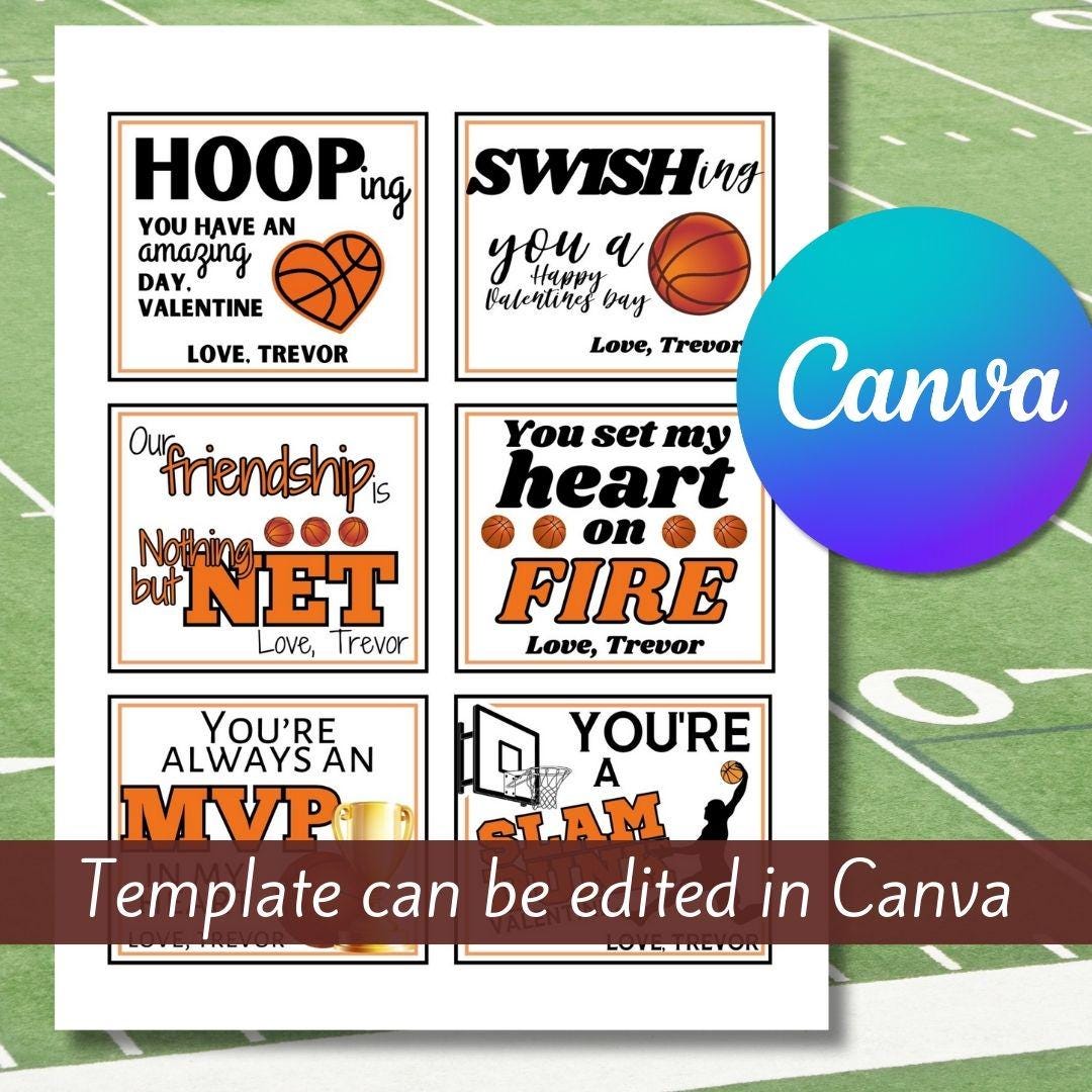 Valentine Party Cards, Printable Basketball Cards, Sports Valentine ...