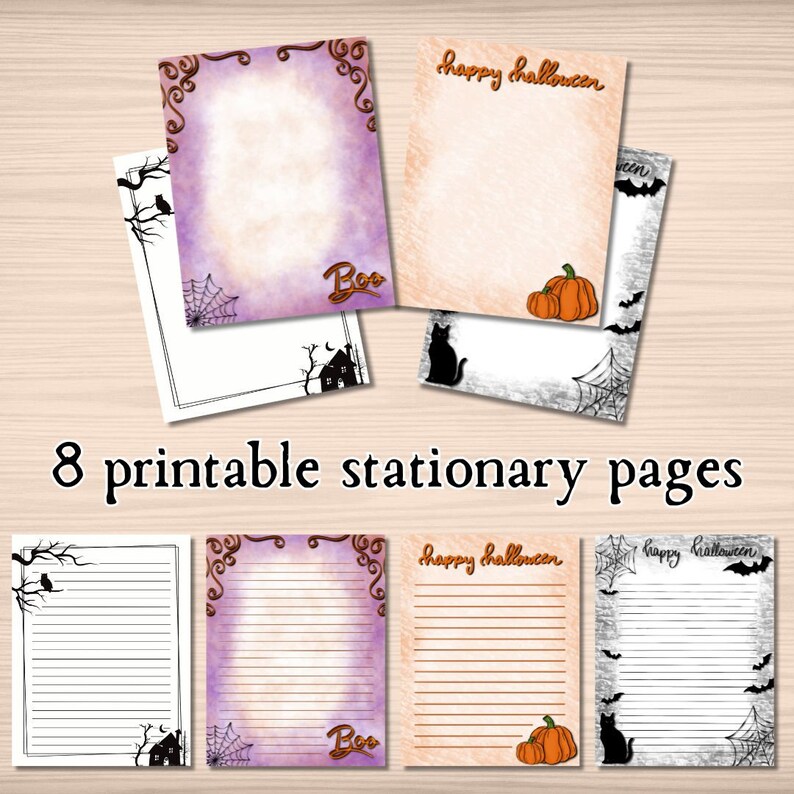Halloween Stationary, Printable Halloween Writing Paper, Fall Letter ...