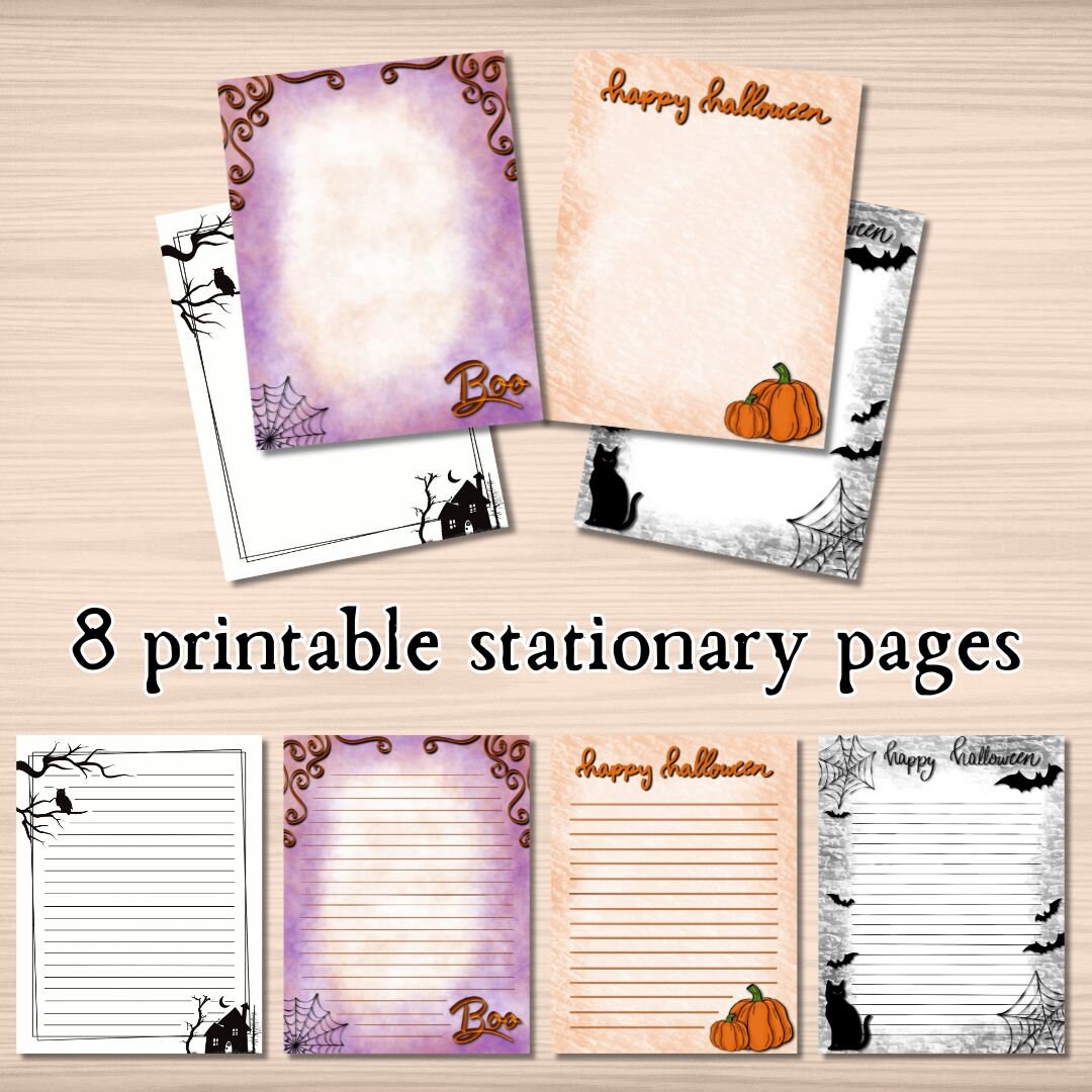 Halloween Stationary, Printable Halloween Writing Paper, Fall Letter ...