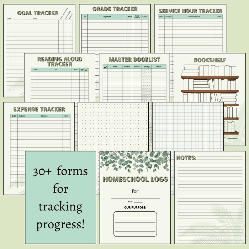 Botanical Homeschool Planner, Printable Planner, Minimalist Planner - Etsy