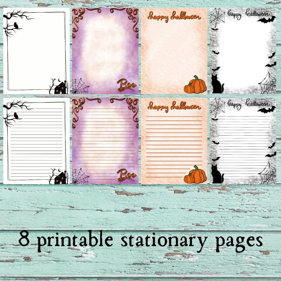 Halloween Stationary, Printable Halloween Writing Paper, Fall Letter ...