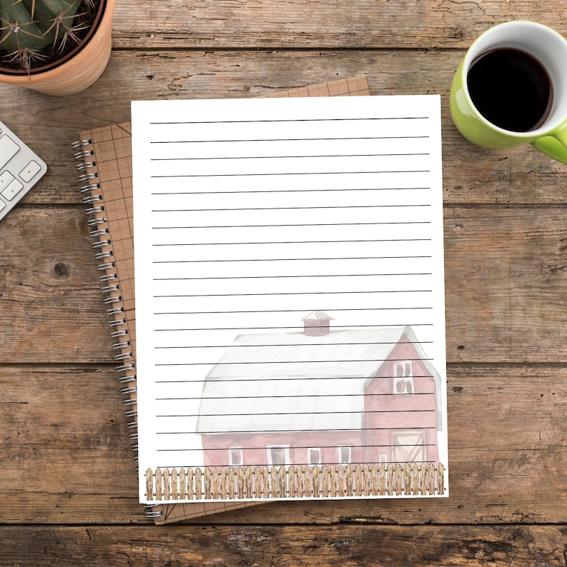 Farm Themed Lined Printable Stationary 8.5X11, 5X7, 5X5 Sizes | Print ...