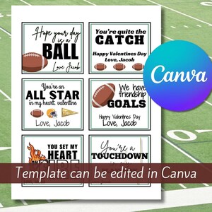 Football Valentine Cards, Editable Template, Sports Valentine Cards ...