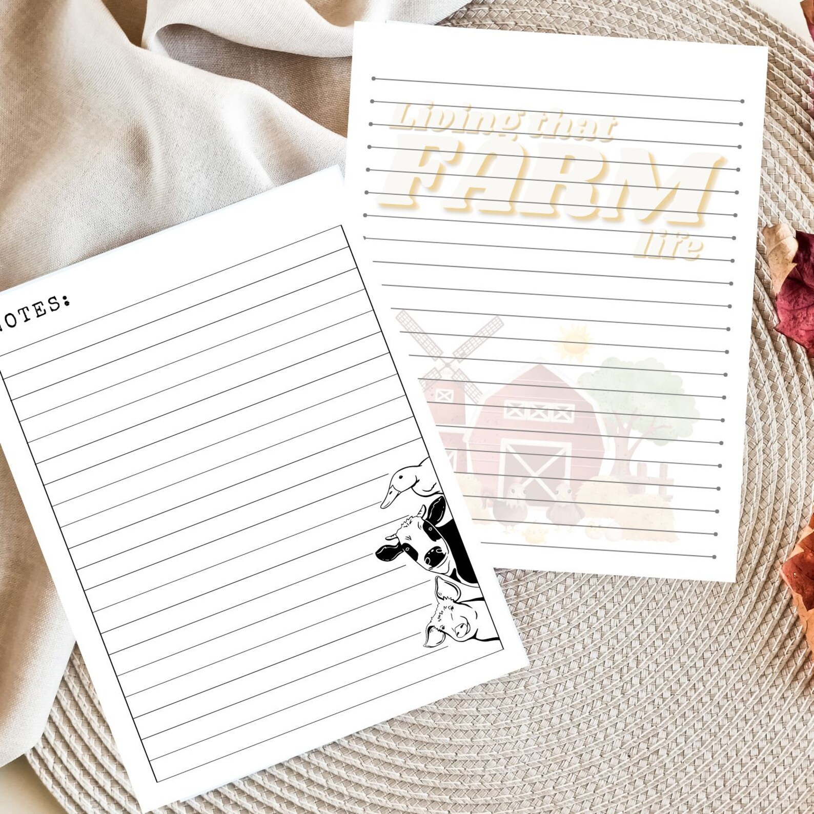 Farm Themed Lined Printable Stationary 8.5X11, 5X7, 5X5 Sizes | Print ...