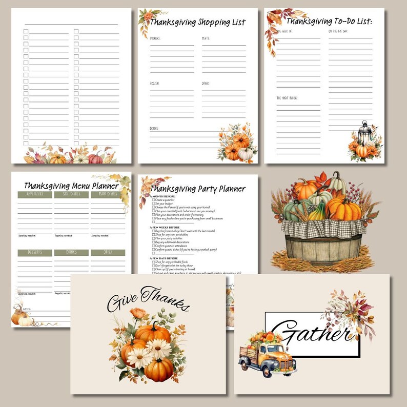 Thanksgiving Party Planner, Holiday Menu, Dinner Party Planner, Instant ...