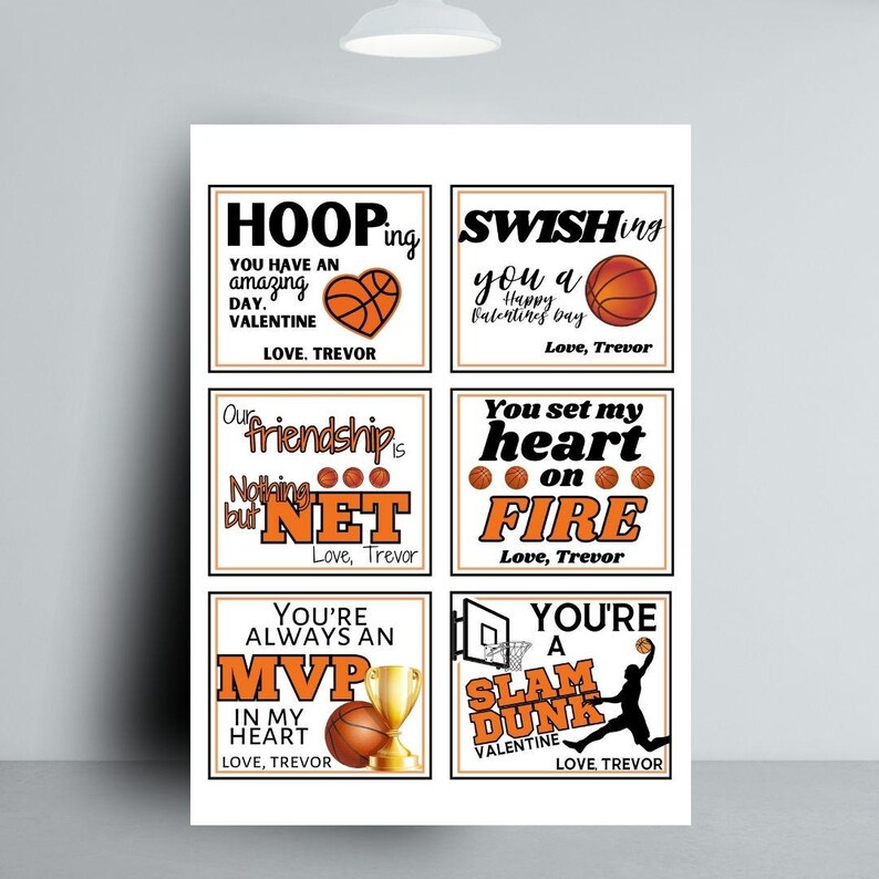 Valentine Party Cards, Printable Basketball Cards, Sports Valentine ...
