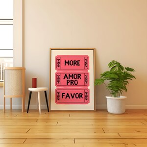More Amor Por Favor Pink Tickets Wall Print, Maximalist Poster, Retro ...