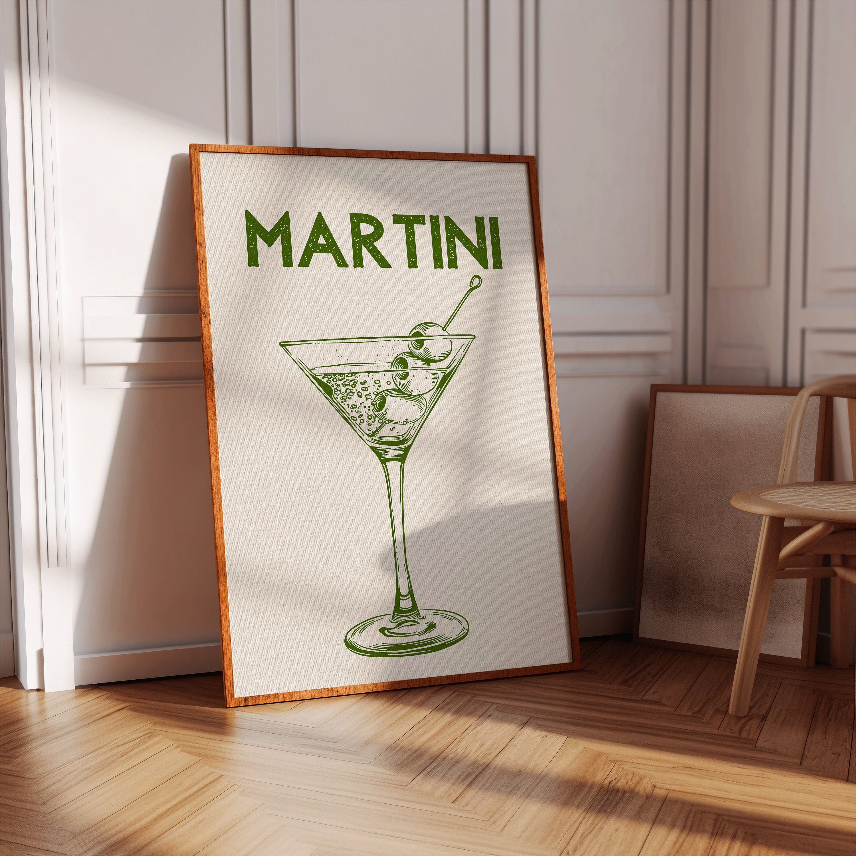 Martini Print, Cocktail Retro Poster, Bar Cart Art Print, Alcohol ...