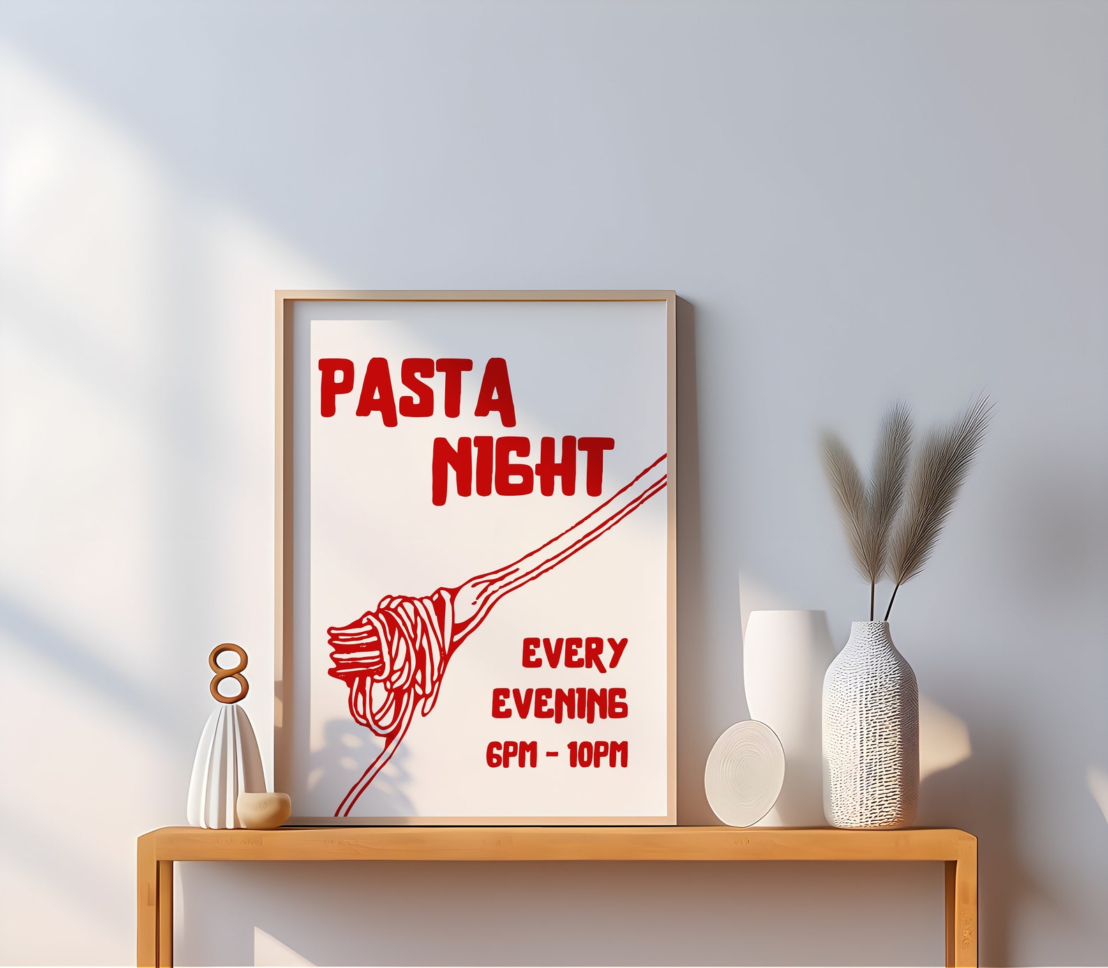 Pasta Night Poster, Spaghetti Wall Art, Italian Food Wall Art, Food ...