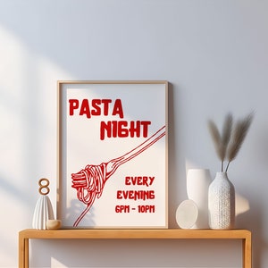 Pasta Night Poster, Spaghetti Wall Art, Italian Food Wall Art, Food ...