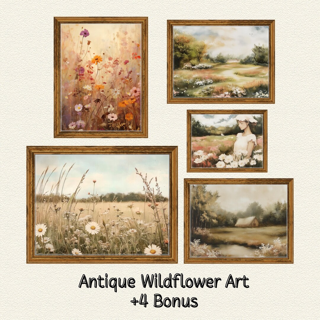 Printable Vintage Wildflower Prints, Set of Spring Wall Art, Country ...