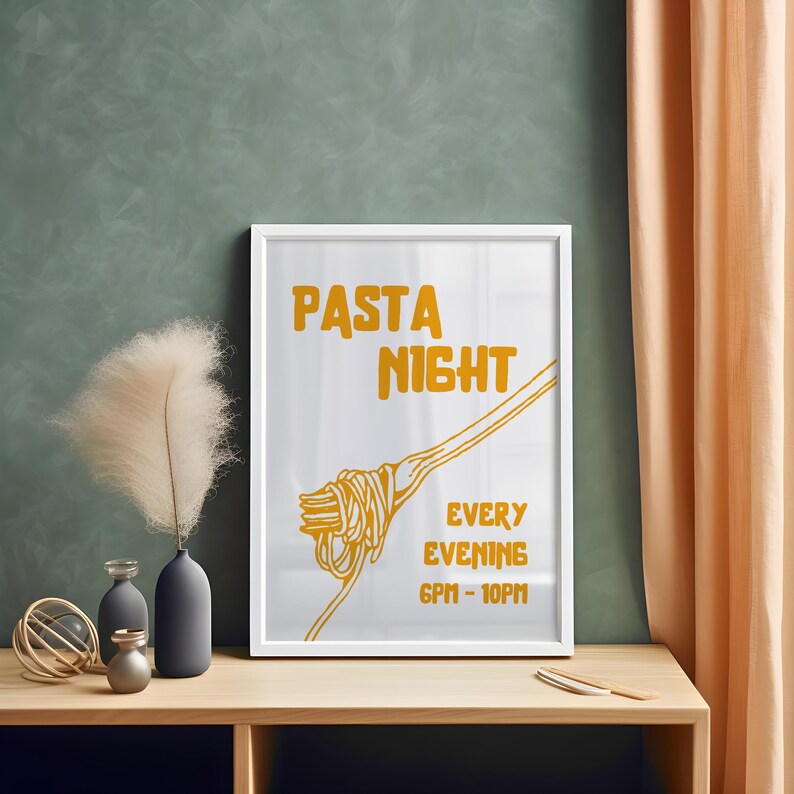 Pasta Night Poster, Spaghetti Wall Art, Italian Food Wall Art, Food ...