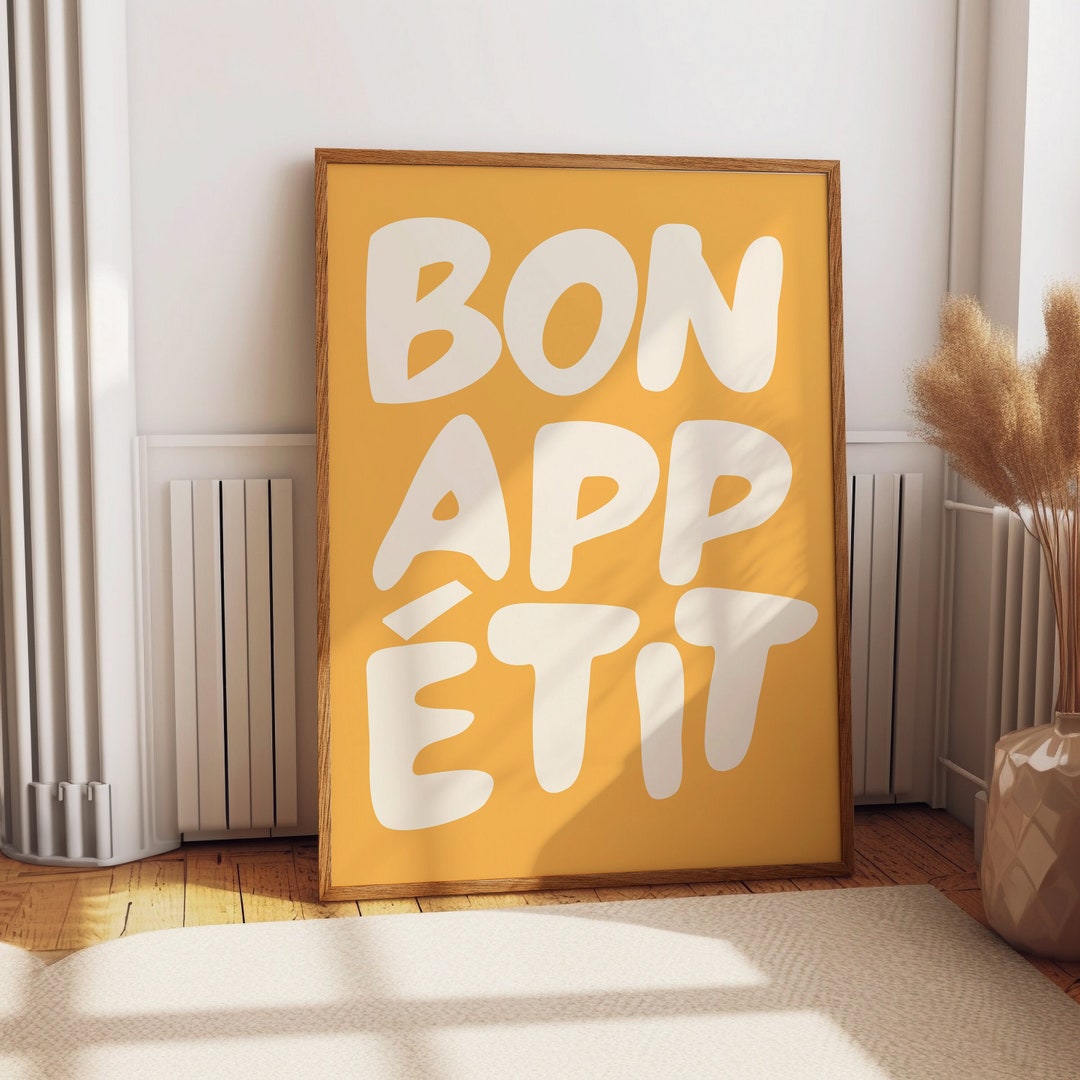 Bon Appetit Poster, Typography Print, Maximalist Kitchen Print, Kitchen ...