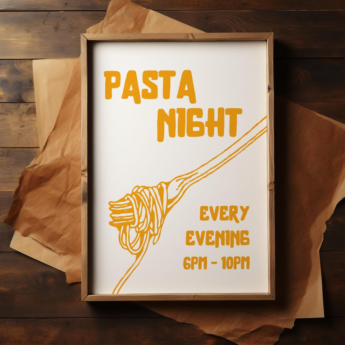 Pasta Night Poster, Spaghetti Wall Art, Italian Food Wall Art, Food ...