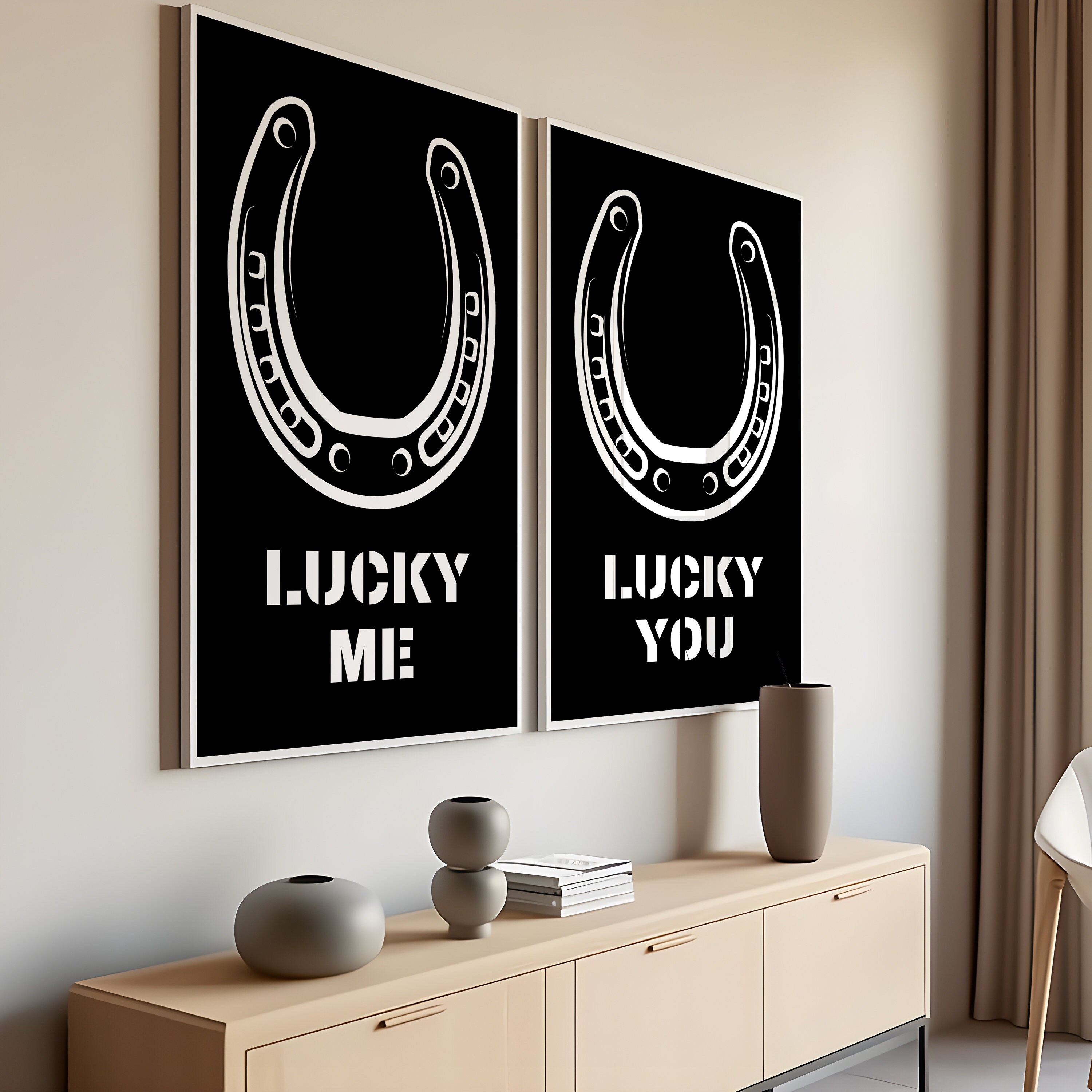 Set of 2 Horseshoe Poster, Western Wall Art, Retro Cowboy Decor, Cowboy ...