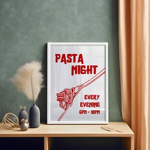 Pasta Night Poster, Spaghetti Wall Art, Italian Food Wall Art, Food ...