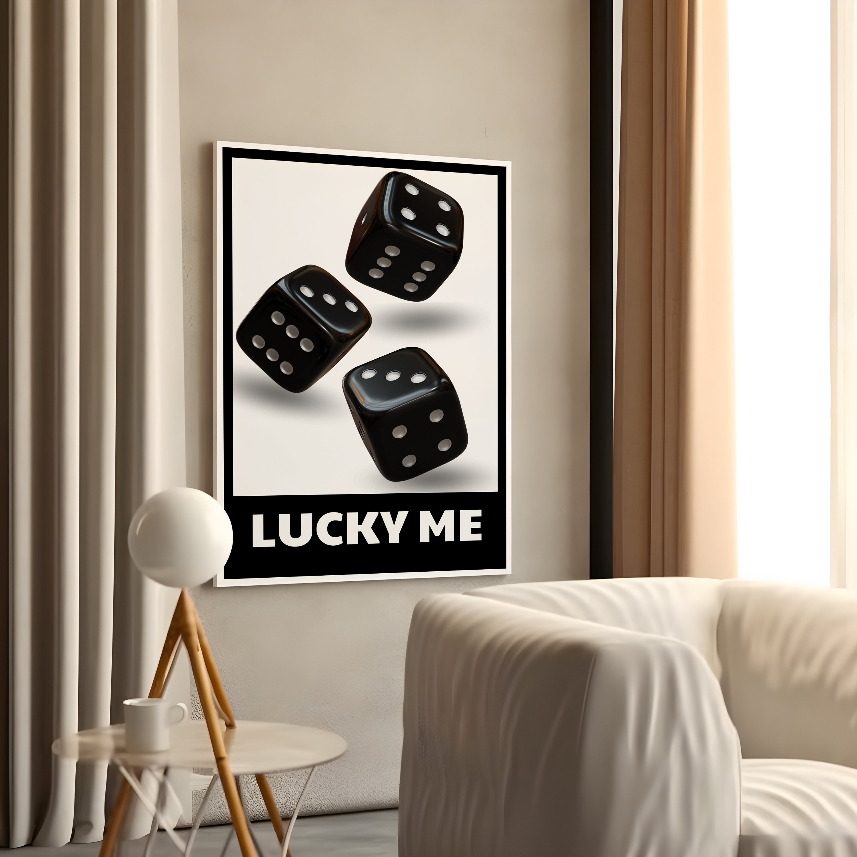 Lucky Me Dice Wall Art Print, Black Dice Printable, Trendy Poster ...