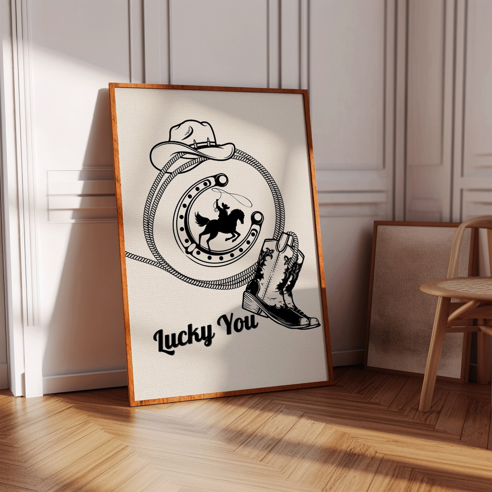 Retro Cowboy Poster, Western Print, Horseshoe Poster, Western Wall Art ...