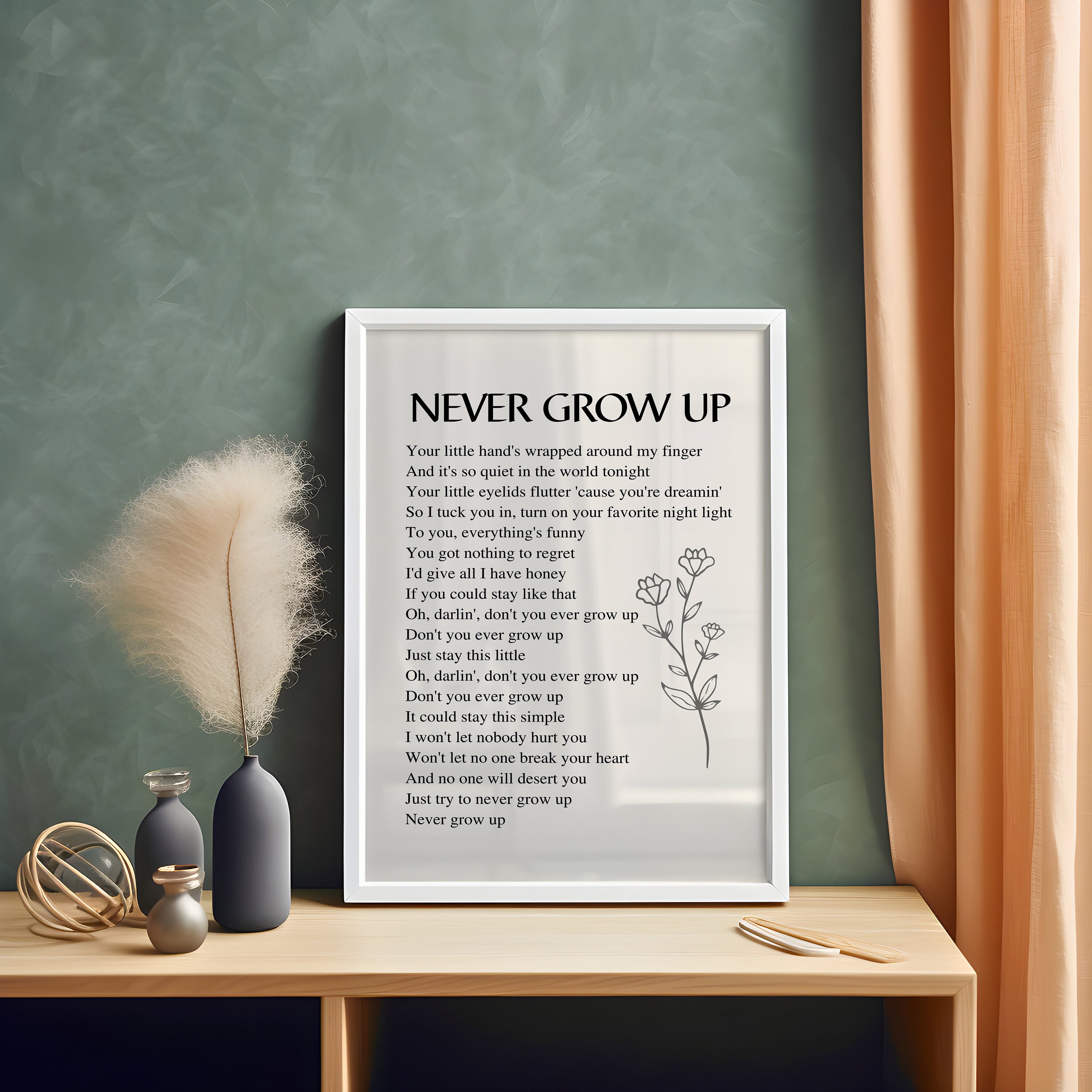 Never Grow up Lyric Print, Taylor Swift Poster, Printable Wall Art ...