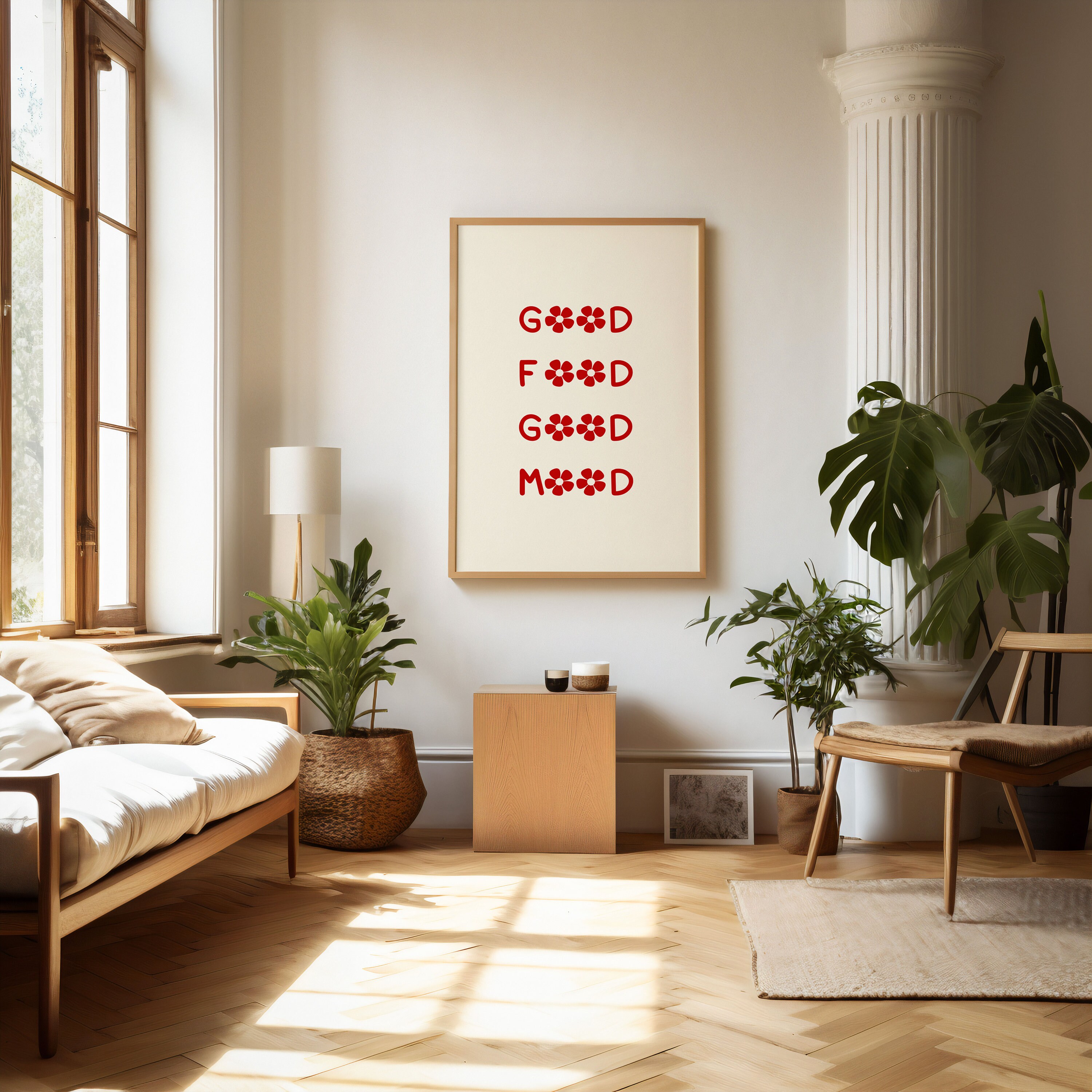 Aesthetic Kitchen Decor Cute, Red Kitchen Wall Art Print, Minimalist ...