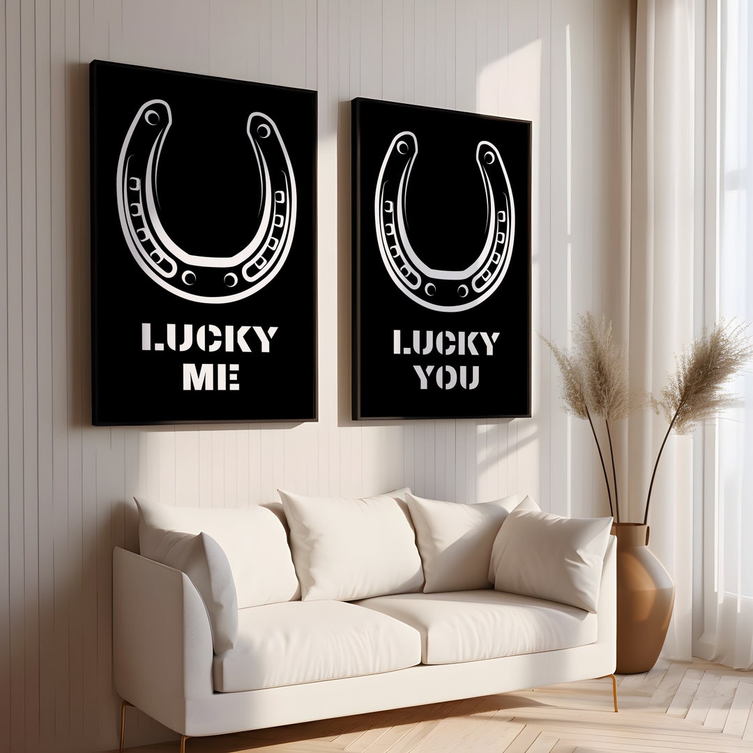Set of 2 Horseshoe Poster, Western Wall Art, Retro Cowboy Decor, Cowboy ...