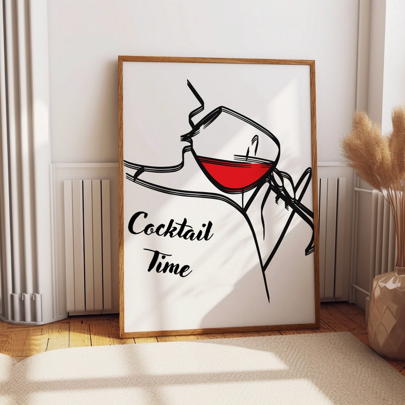 Bar Art Print Cocktail Poster, Modern Bar Cart Wall Art, Liquor Poster ...