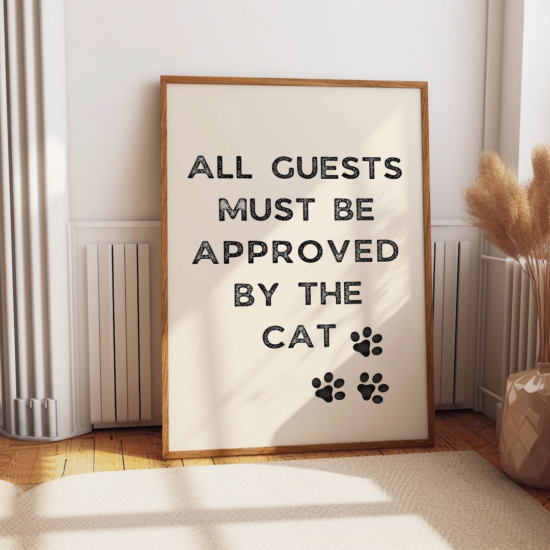 Funny Cat Print, Cute Cat Wall Art, Minimalist Decor, Kitten Poster ...