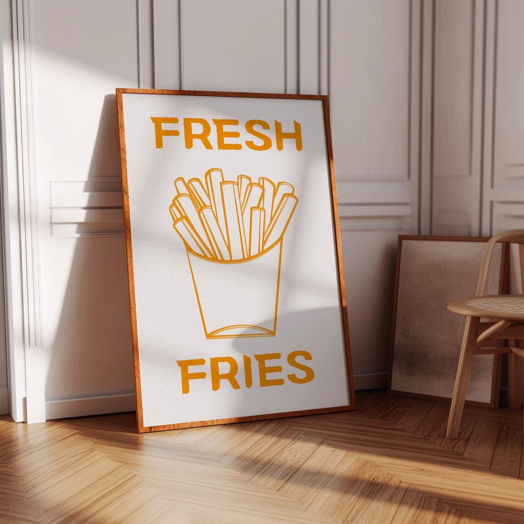 French Fries Wall Art | Retro Food Poster | Minimalistic Food Art | Bar ...
