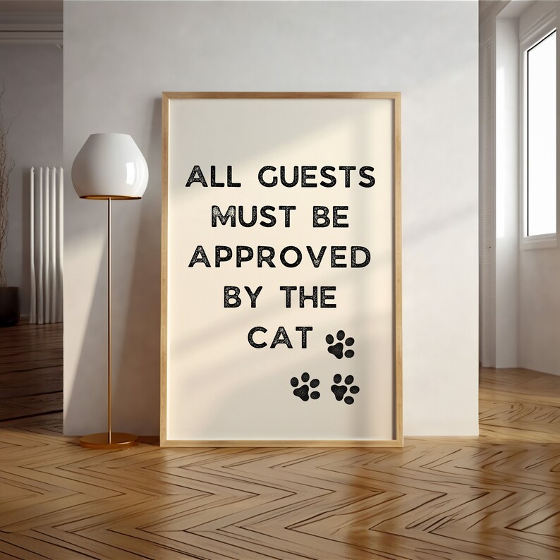 Funny Cat Print, Cute Cat Wall Art, Minimalist Decor, Kitten Poster ...