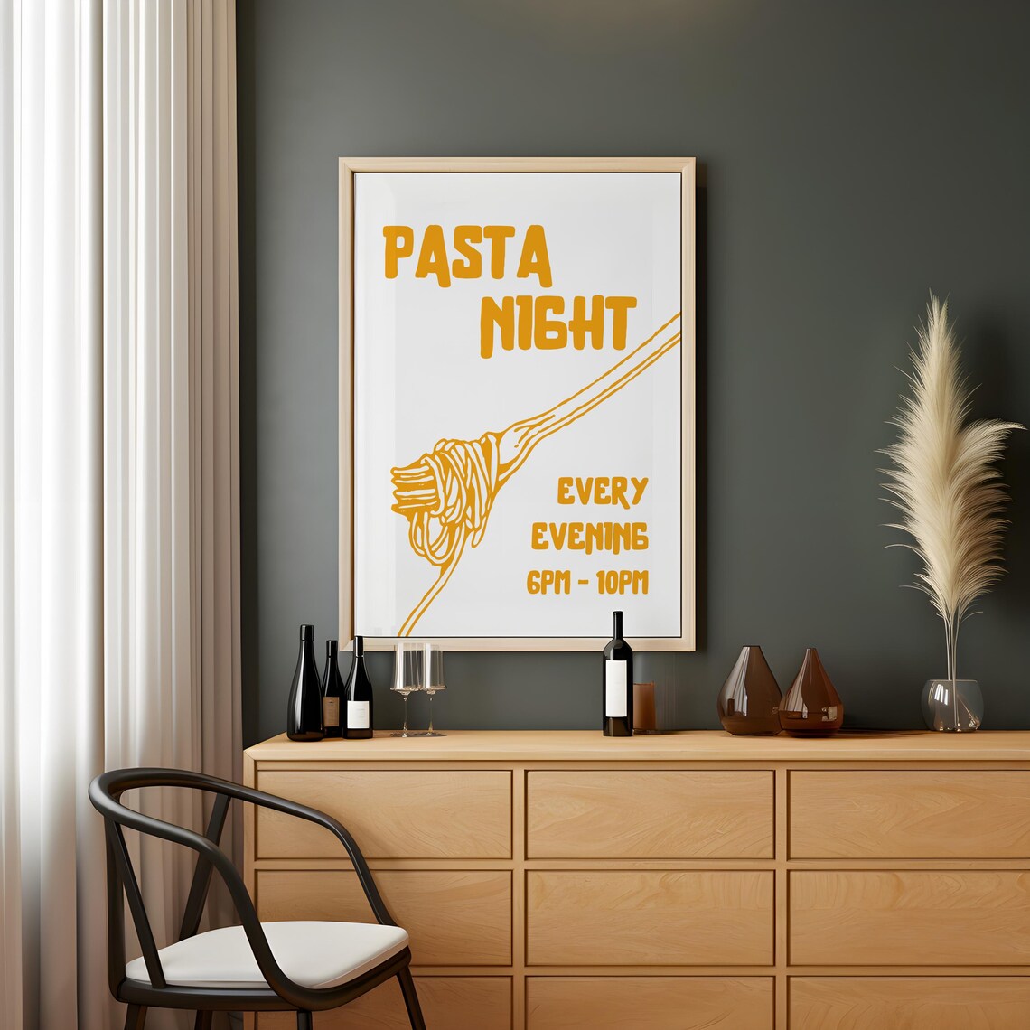 Pasta Night Poster, Spaghetti Wall Art, Italian Food Wall Art, Food ...
