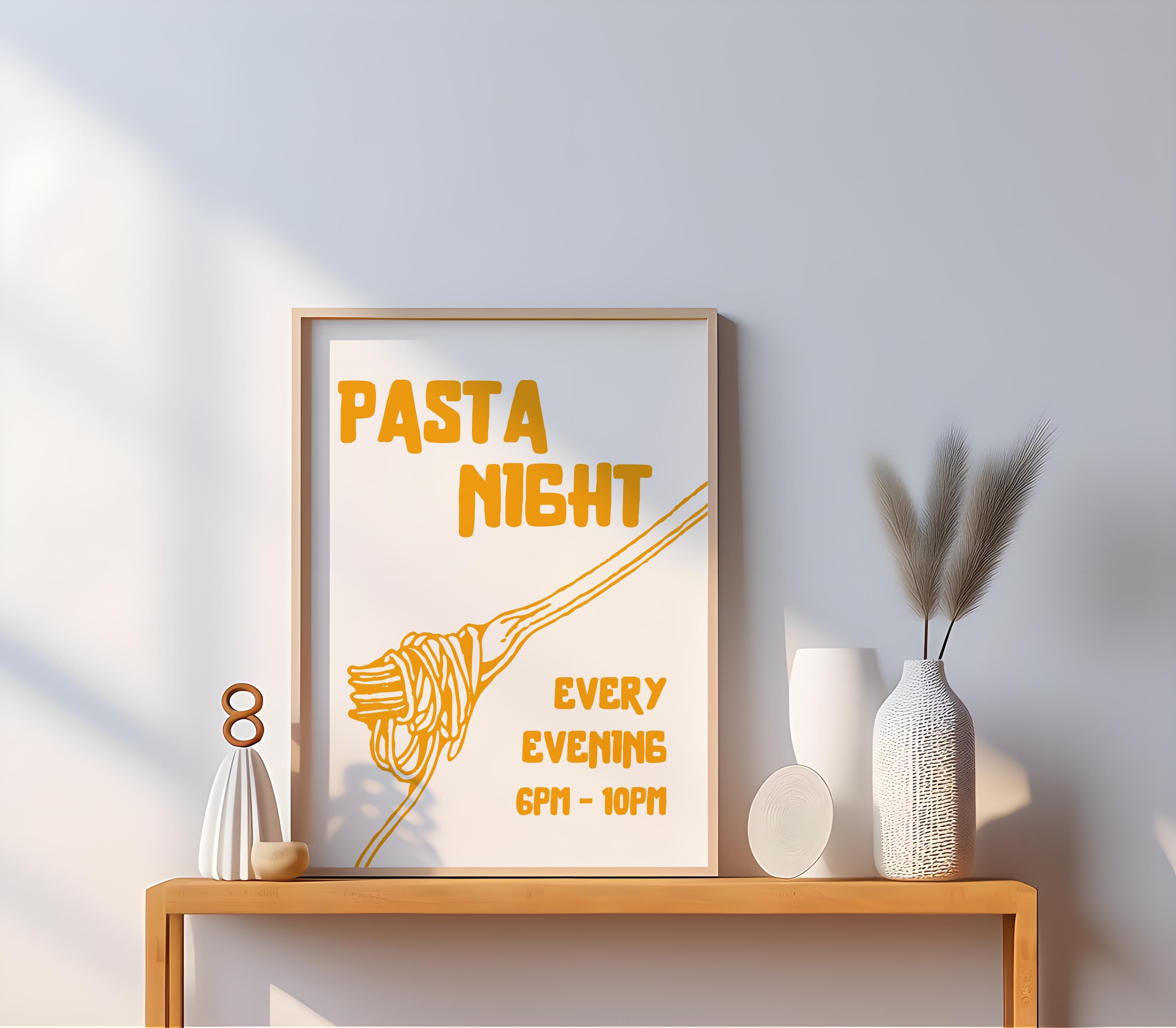 Pasta Night Poster, Spaghetti Wall Art, Italian Food Wall Art, Food ...