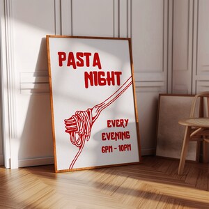 Pasta Night Poster, Spaghetti Wall Art, Italian Food Wall Art, Food ...
