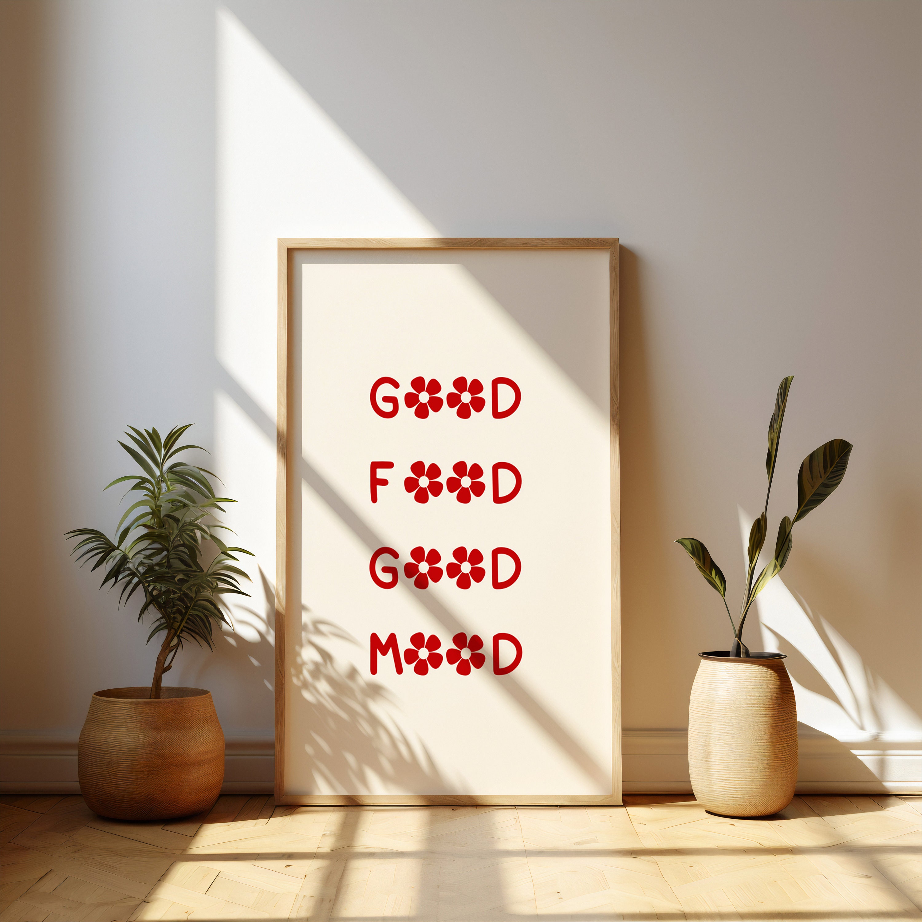 Aesthetic Kitchen Decor Cute, Red Kitchen Wall Art Print, Minimalist ...