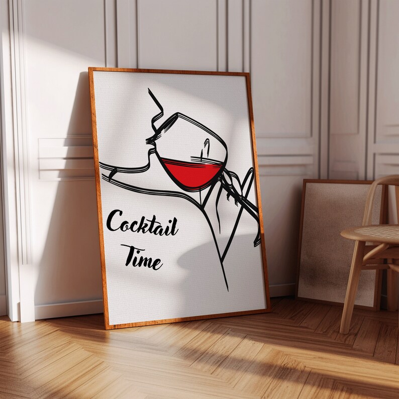 Bar Art Print Cocktail Poster, Modern Bar Cart Wall Art, Liquor Poster ...