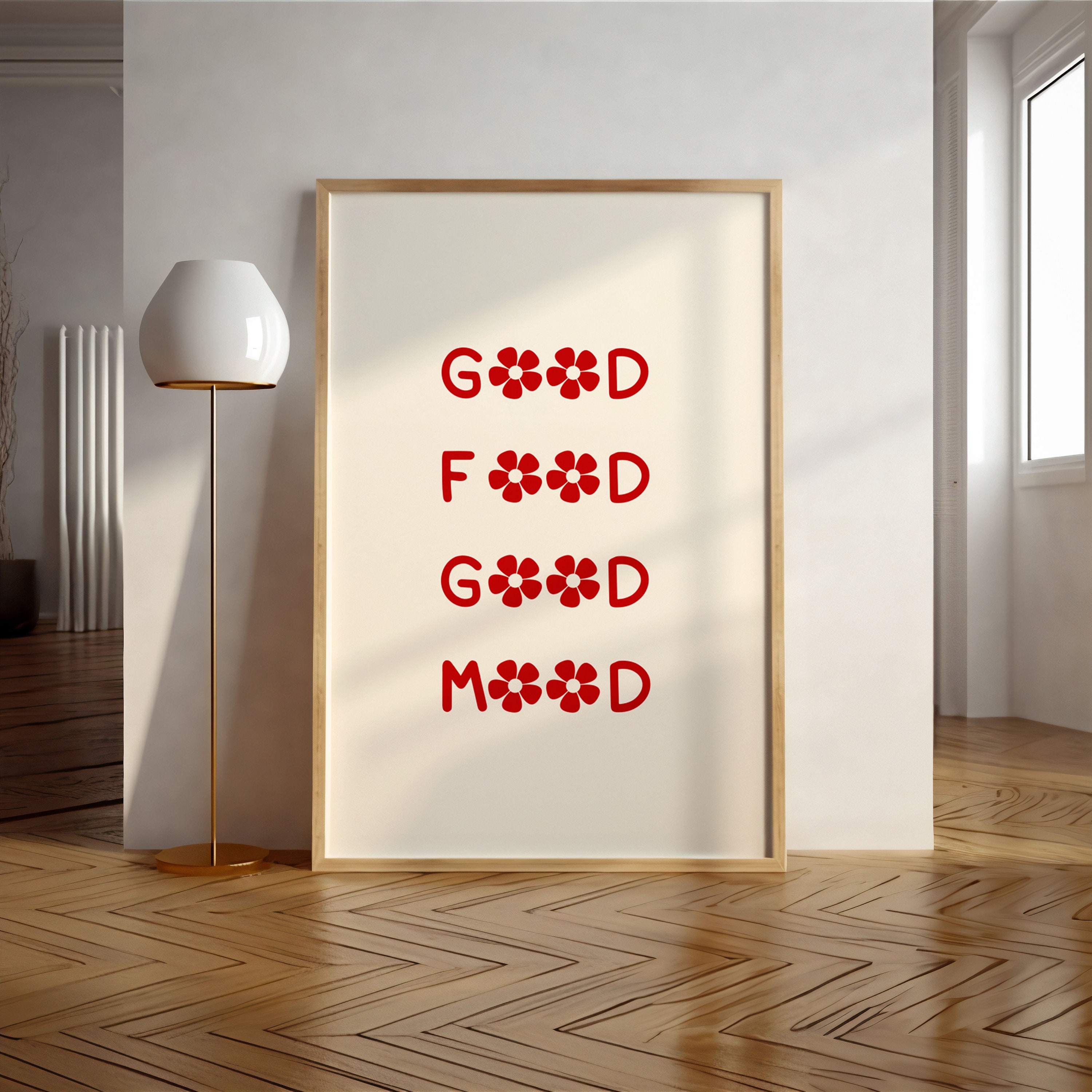 Aesthetic Kitchen Decor Cute, Red Kitchen Wall Art Print, Minimalist ...