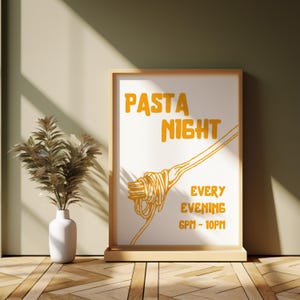 Pasta Night Poster, Spaghetti Wall Art, Italian Food Wall Art, Food ...