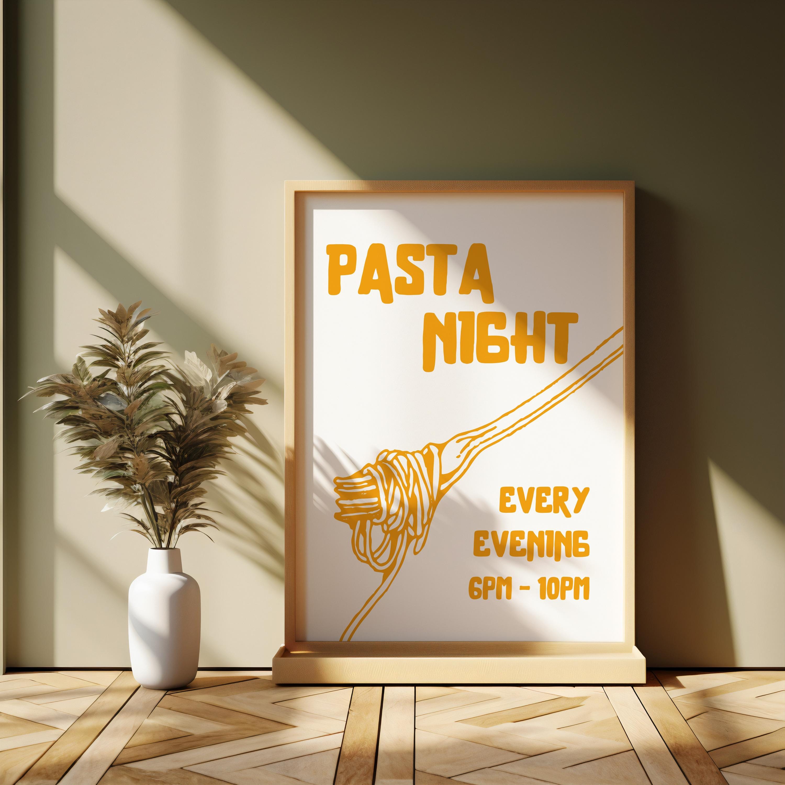 Pasta Night Poster, Spaghetti Wall Art, Italian Food Wall Art, Food ...