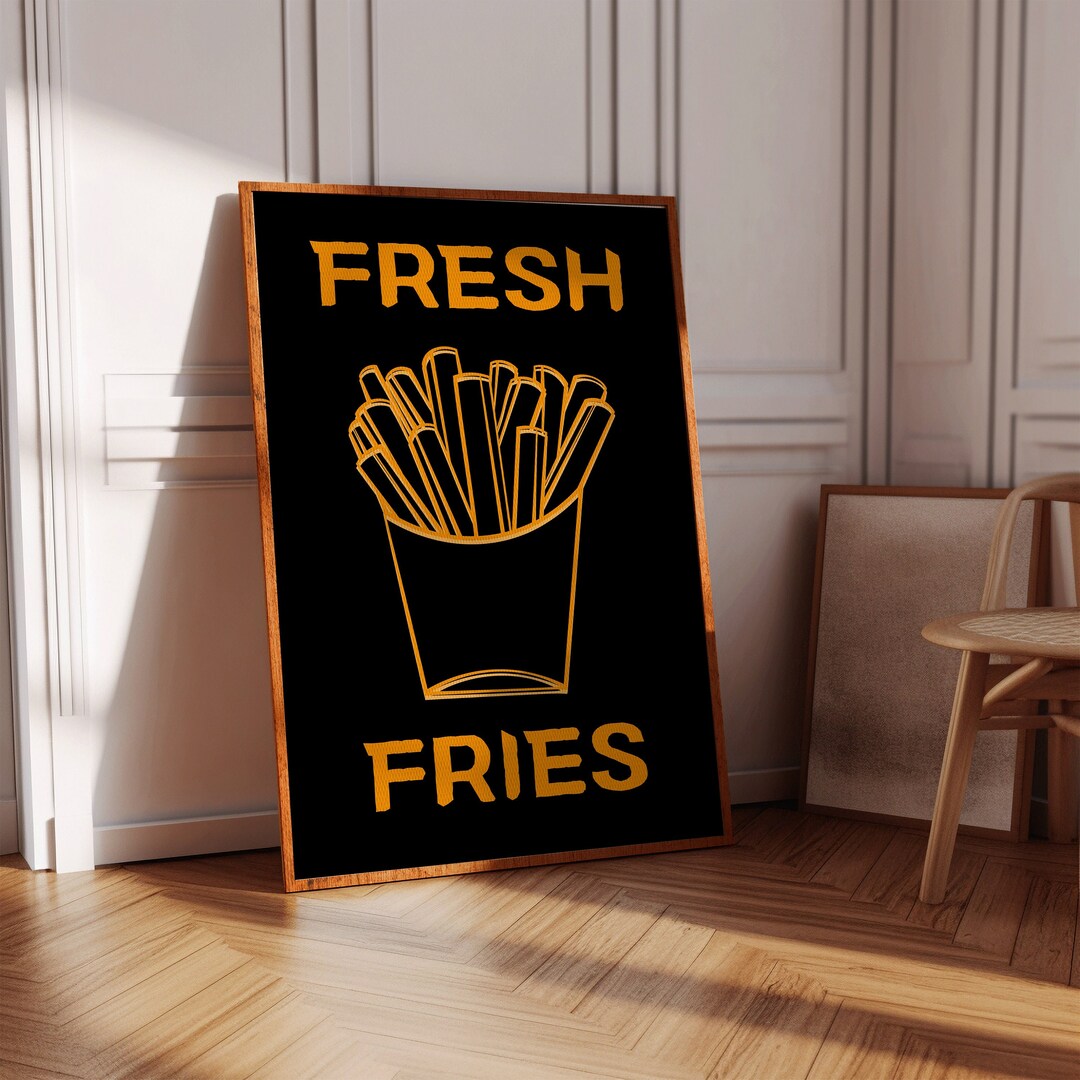 French Fries Wall Art | Retro Food Poster | Minimalistic Food Art | Bar ...