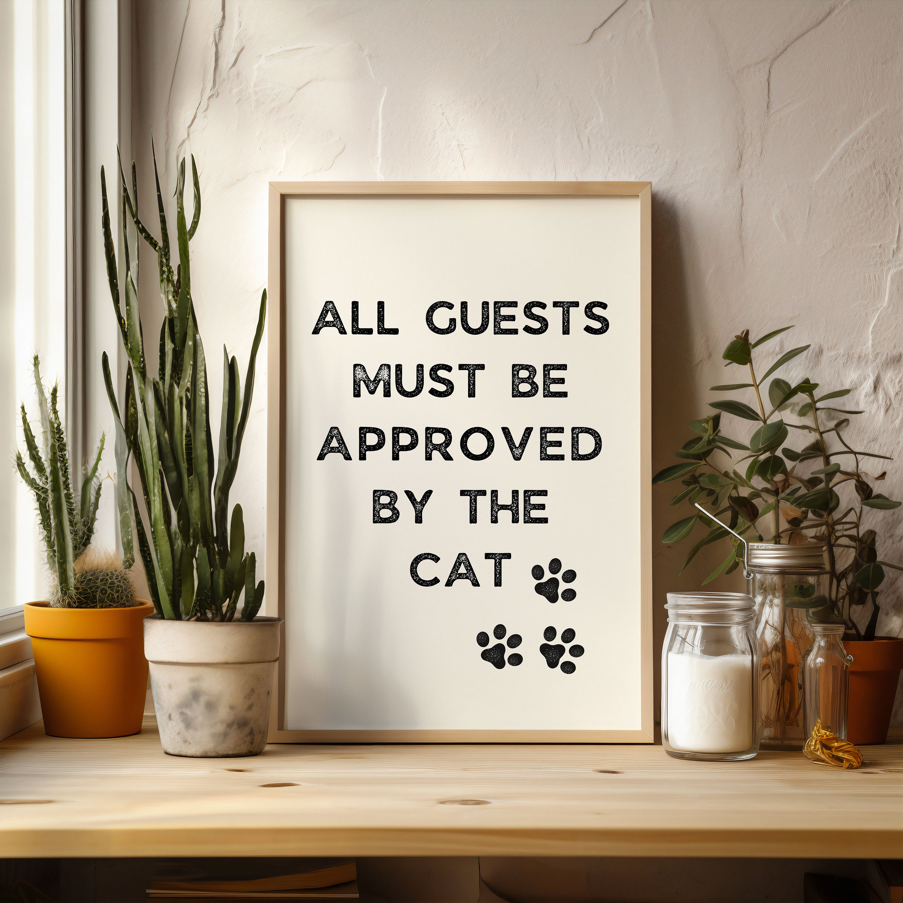 Funny Cat Print, Cute Cat Wall Art, Minimalist Decor, Kitten Poster ...