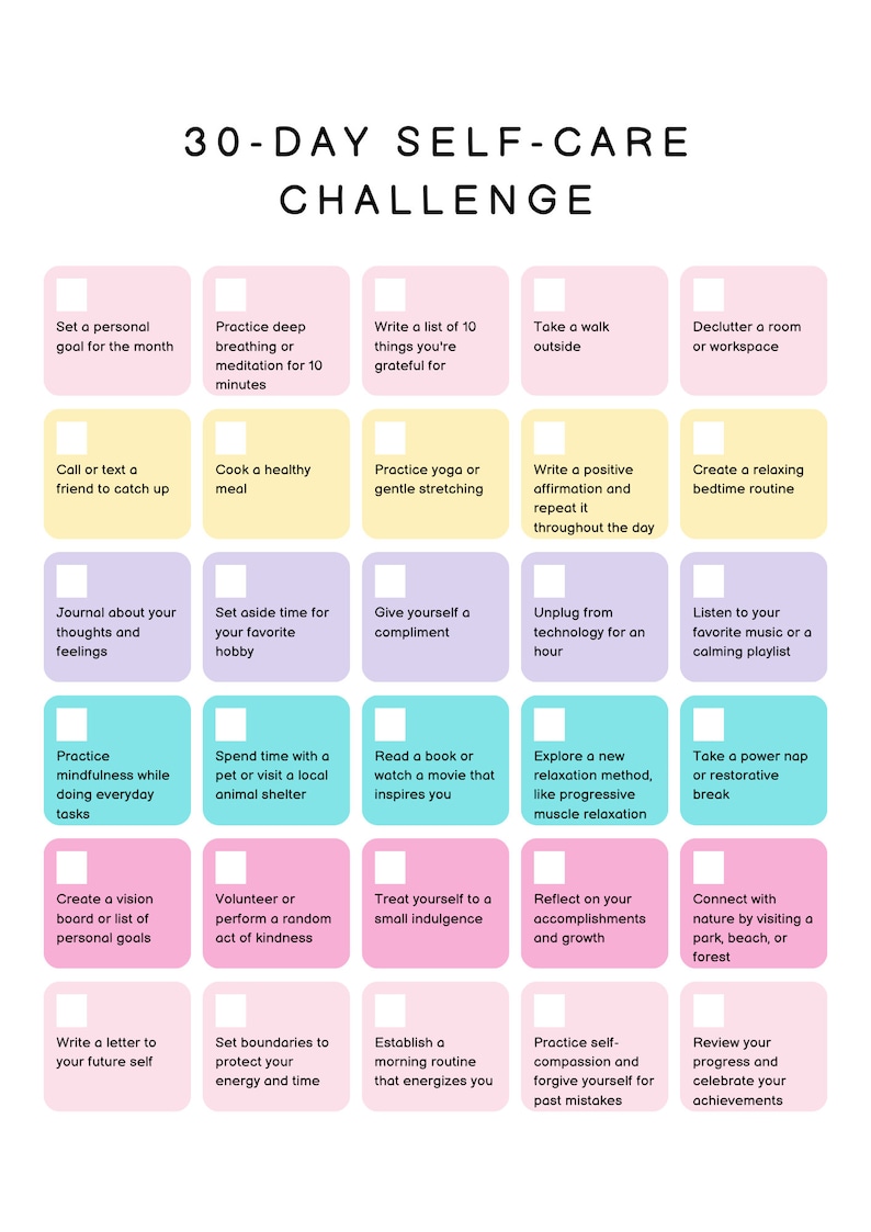 30 Day Self-love Challenge - Etsy