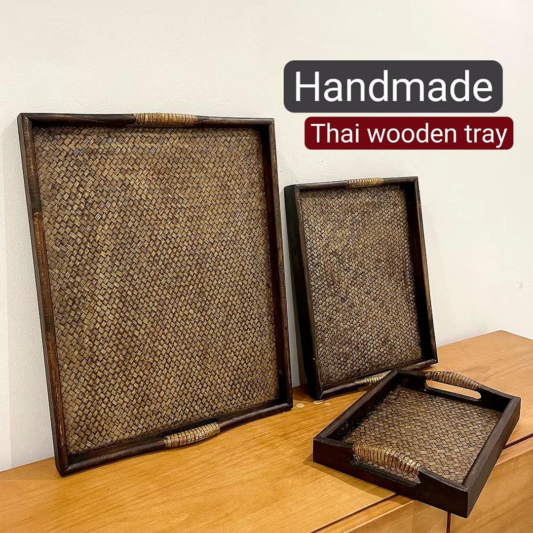 Thai Traditional Threshing Tray With Handle Bamboo Tray Teak Tray ...