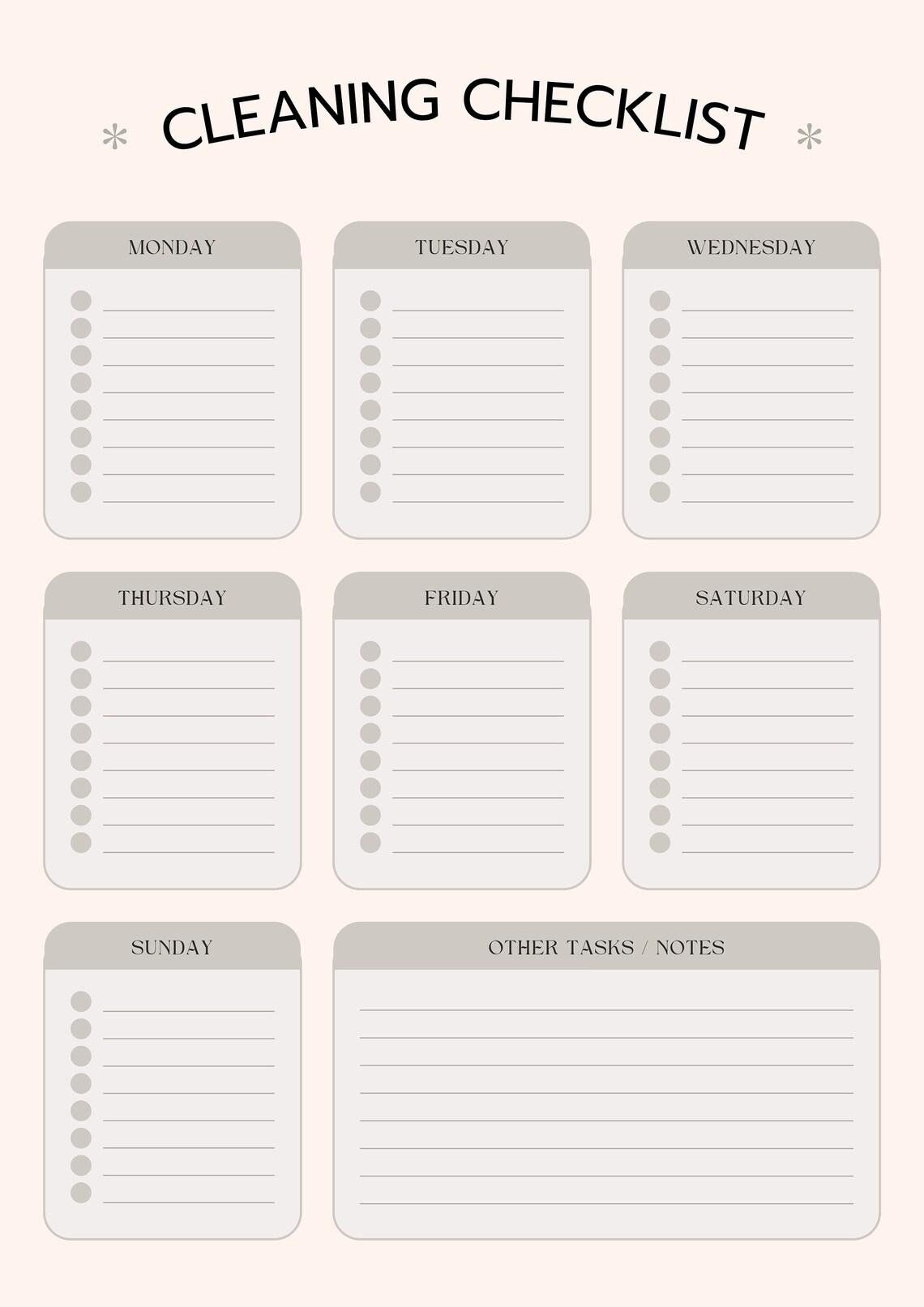 Cleaning Checklist | Beige | Minimalist | Simple - Etsy