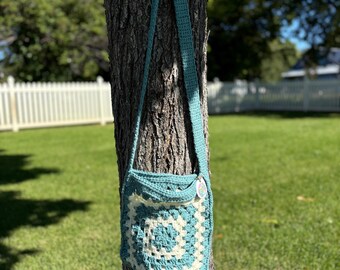 Handmade Crochet Fall Retro Granny Square Shoulder Bag, Crochet Granny ...
